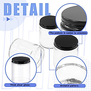 Glarks 8 Pack 8oz Glass Jars with Lids, Round Clear Glass Jars with Inner Liner and Black Lids for Storing Creams, Beauty Products, Cosmetic and Ointments