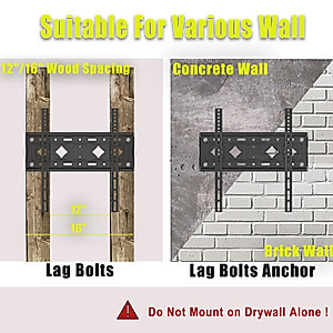 TV Wall Mount Bracket Fixed for Most 26”-65” LED, OLED 4K Flat Screen TVs, Low Profile TV Mount Holds up to 132lbs VESA 400X400mm - Fits 16” Studs - Space Saving by Nuyoah