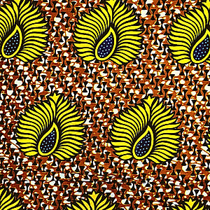 African Fabrics by The Yard - Modern Mudcloth, Ankara, Kitenge and Kente Print Patterns - Brown and Yellow