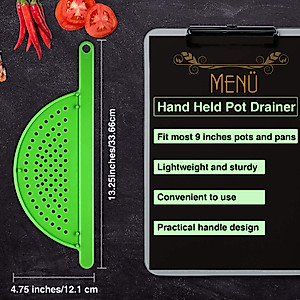 3 Pieces Pot Drainer with Handle Hand Held Pan Pot Strainer Plastic Pot Side Strainer Pasta Pot Drainers for Noddles Fruit Veggies and More, Fits up to 9 Inches