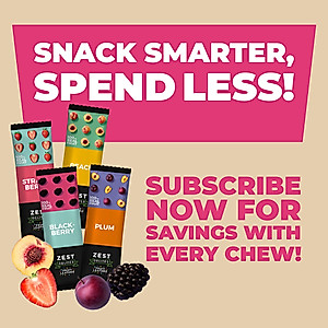 Fruit Snacks by Zest Delites, Fruit Leather, Healthy Snacks for Adults, Dried Fruit Snacks, Fruit Bars, Fruit Strips, Vegan Healthy Snacks, Strawberry, Peach, Blackberry, Plum, 0.88 oz x 36