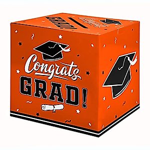 Gatherfun Graduation Party Decorations Graduation Box Graduation Card Box for Graduation Gift Graduation Party Favors Decor Party Supplies Orange