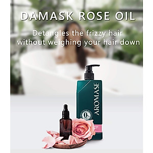 Aromase Red Rose Damage Recovery Conditioner, DAMASK ROSE OIL Detangles Frizzy Hair, CLEAN RINSE, JOJOBA OIL Deep Hydrate Moisturizer, LINOLENIC ACID Strengthen Hair Strands