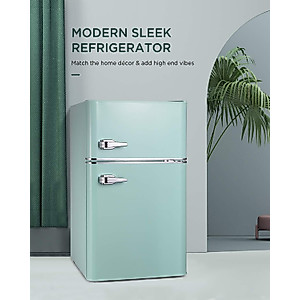 ADT Mini Refrigerator with Handle, 3.2 Cubic Feet Capacity Mini Fridge with Freezer (Mint Green)