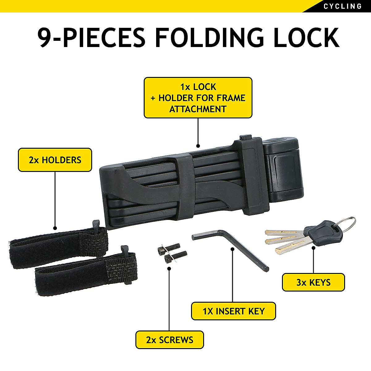 Dunlop Sport Bicycle Lock Black 85 x 7 x 5 cm