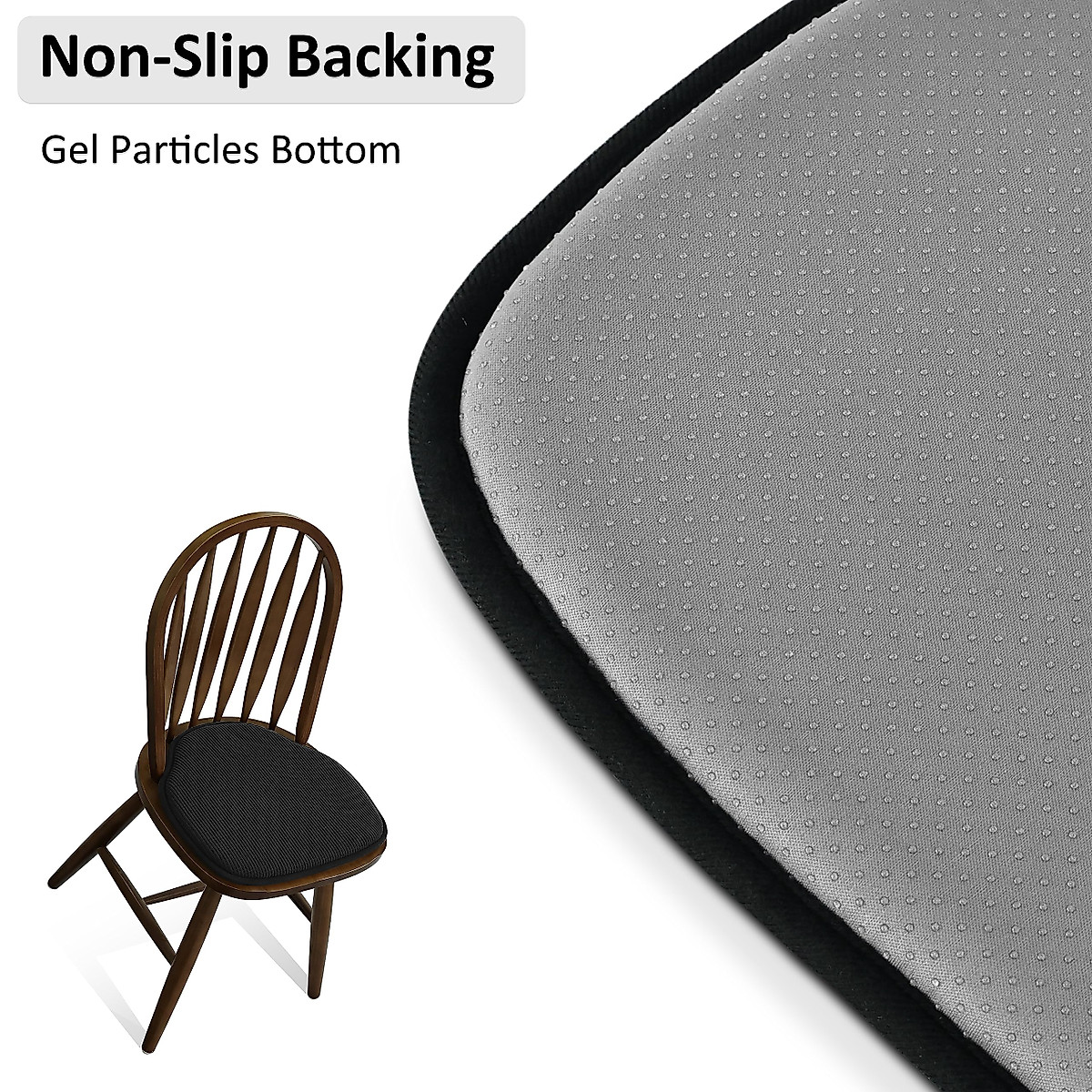 Shinnwa Windsor Chair Cushions Black Seat Cushions for Kitchen Chairs Farmhouse Non Slip Chair Pads for Dining Room Chairs with Foam Padding and Textured Cover Set of 4 (17 x 15.5 Inches)