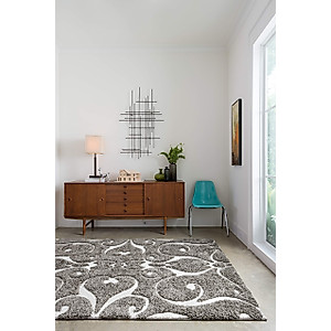 Loloi Enchant EN-07 High-Low Smoke Shag Area Rug 2'-3" x 3'-9"