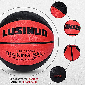 MKOBAT 29.5" Weighted Training Basketball Indoor Outdoor Heavy Weight Training Basketball for Improving Ball Handling Shooting Passing and Dribbling Drills |3lbs, Size 7 Heavy Basketball