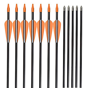 Archery Practice Fiberglass Arrows 26 Inch Target Shooting Safetyglass Recurve Bows Suitable for Youth Children Woman Beginner 6PCS