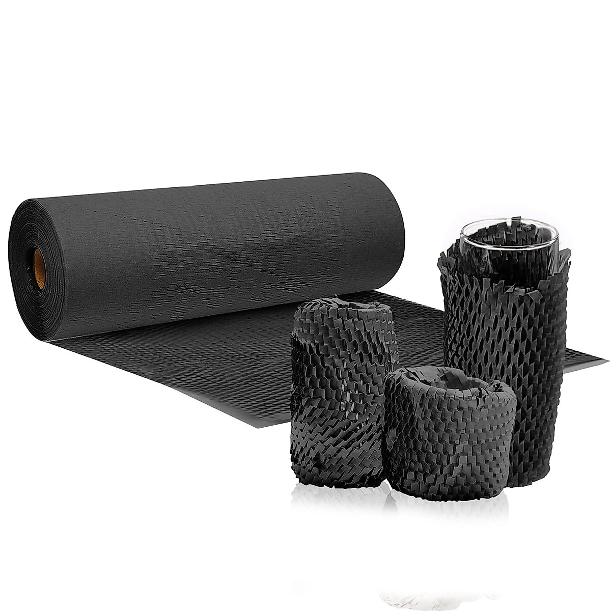 Wrapping Paper Packaging Paper Honeycomb Cushioning Wrap Paper,Kraft Packing Paper Honeycomb Wrap Roll Bubble Alternative Shipping Moving Packing Paper Gift Wrapping Paper (Black)