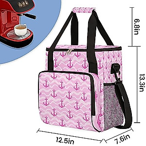 cfpolar Coffee Maker Carrying Bag Pink Anchor Travel Coffee Machine Bag Carrying Organizer Case Portable Single Serve Coffee Brewer Tote Bag Storage Bag for Camping Picnic