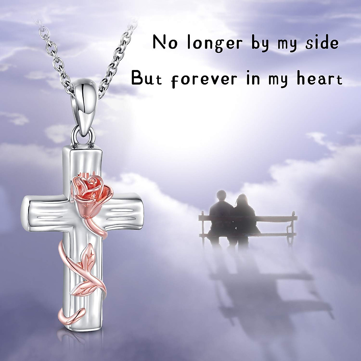 MANBU Sterling Silver Cremation Jewelry for Ashes - Urn Necklace Memorial Ash Pendant Bereavement Keepsake Gifts for Loss of a Loved One (cross urn necklace)