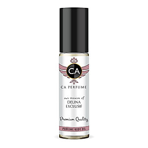 CA Perfume Impression of Delina Exclusif For Women Replica Fragrance Body Oil Dupes Alcohol-Free Essential Aromatherapy Sample Travel Size Concentrated Long Lasting Attar Roll-On 0.3 Fl Oz/10ml