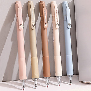 MOZXIRZ 5 Pcs Gel Ink Pens Retractable Pens Black Ink Pens 0.5mm Fine Point Smooth Writing Pens Office School Supplies Women Men (5Pcs Morandi)