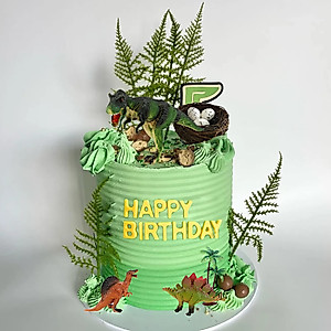 Dinosaur Cake Toppers with Dinosaur Eggs Leaves Trees Cake Decorations for Birthday Party Dinosaur Theme Party