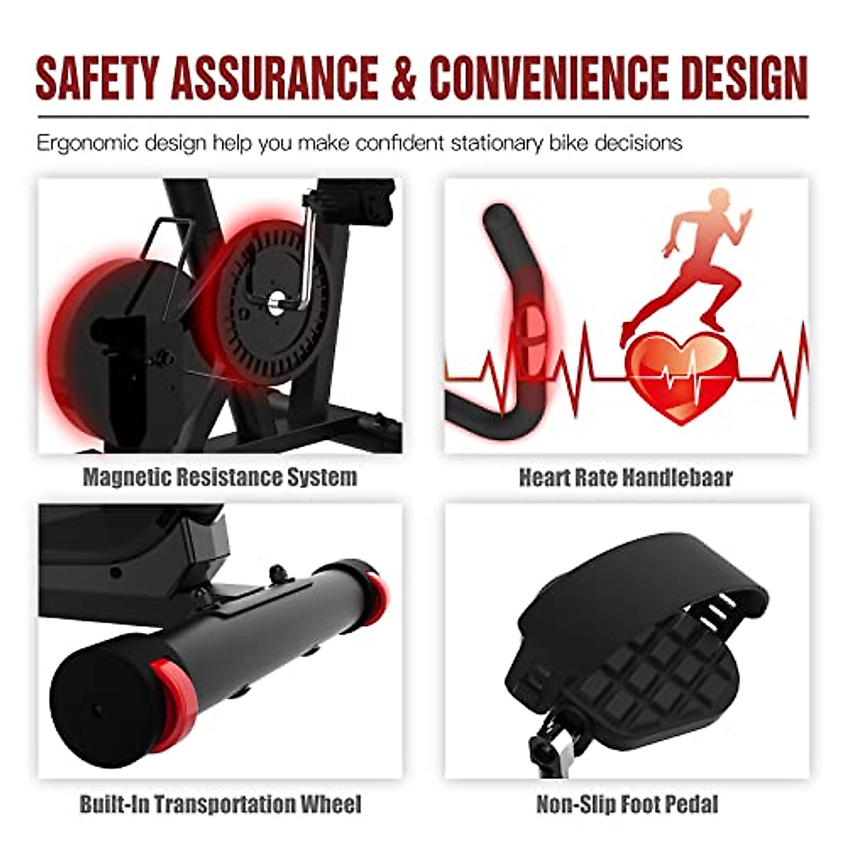 HARISON Exercise bike Stationary with 2 in 1 Table Holder, Magnetic Upright Bike Indoor Cycling Bike for Home 350 lbs Capacity (Wider Seat)