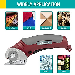 VLOXO Cordless Electric Scissors, Rotary Cutter for Fabric with Safety Lock, 4.2V Cardboard Cutter Multi-Cutting Tools, Rechargeable Powerful Fabric Cutter for Carpet Leather Felt with Storage Box