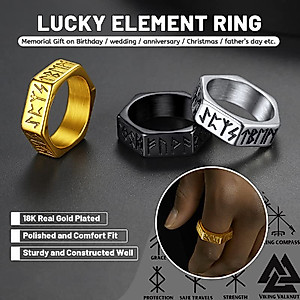 ChainsHouse Gold Band Rings Male Rotating Fidget Thumb Rings Retro Viking Runes Talisman Woman Stacking Bands 7mm Size 8