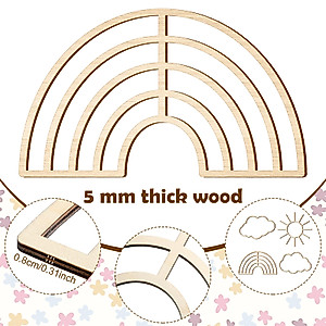 Kathfly 4 Pieces Boho Nursery Decor Baby Nursery Wall Decor Wooden Cloud Sun Rainbow Heart Wall Decor for Nursery Children Baby Kids Boys Girls Bedroom (Cloud, Rainbow, Sun)