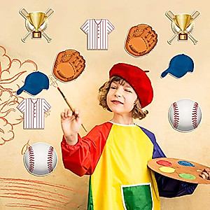 45 Pieces Baseball Paper Cut Outs Versatile Classroom Decoration Sports Themed Cut-Outs with Glue Point Dots for Bulletin Board Classroom School Sports Theme Birthday Party Decoration, 5.9 x 5.9 Inch