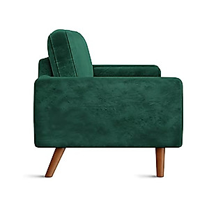 Vesgantti 58 inch Loveseat Sofa, 2 Seater Sofa for Small Space, Button Tufted Green Velvet Couch with 2 Pillows, Mid Century Modern Couch w/Armrest, Small Couches for Living Room, Bedroom, Apartment
