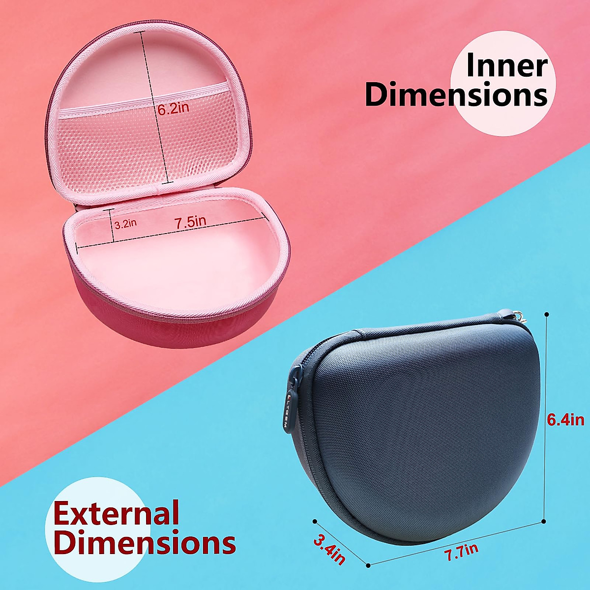 Headphone Case Compatible with Beats Studio Pro/Beats Solo 4 / Beats Studio 3 / Beats Solo 3 / Beats Solo 2 and for TOZO HT2 On-Ear Bluetooth Headphones - Peacock Green+Mint Green