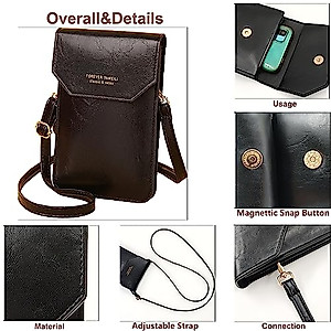 Women's Crossbody handbags Small Black Purse Handbags for Women Classic Shoulder Bag PU Leather Touch Screen Cell Phone Purse Womens Wallet with Adjusted Strap