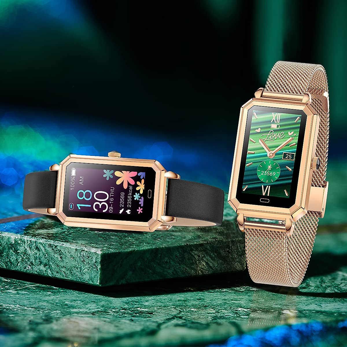 Smart Watch for Women, Waterproof Ladies Fitness Traker Blood Pressure Heart Rate Blood Oxygen Sleep Monitor Message Notification Sport Pedometer, for iOS Android Fulfilled by FBA