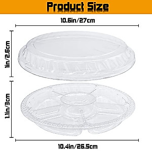 12 Pack Plastic Appetizer Trays with Lids,Disposable Compartment Serving Platters,6 Sectional Catering Trays for Serving Food