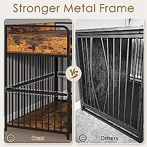 Saudism Large Dog Crate Furniture, Dog Kennel Indoor, Wood Dog Cage Table with Drawers Storage, Heavy Duty Dog Crate, Jaula para Perros, Sturdy Metal, 40.5" L×23.6" W×35.4" H