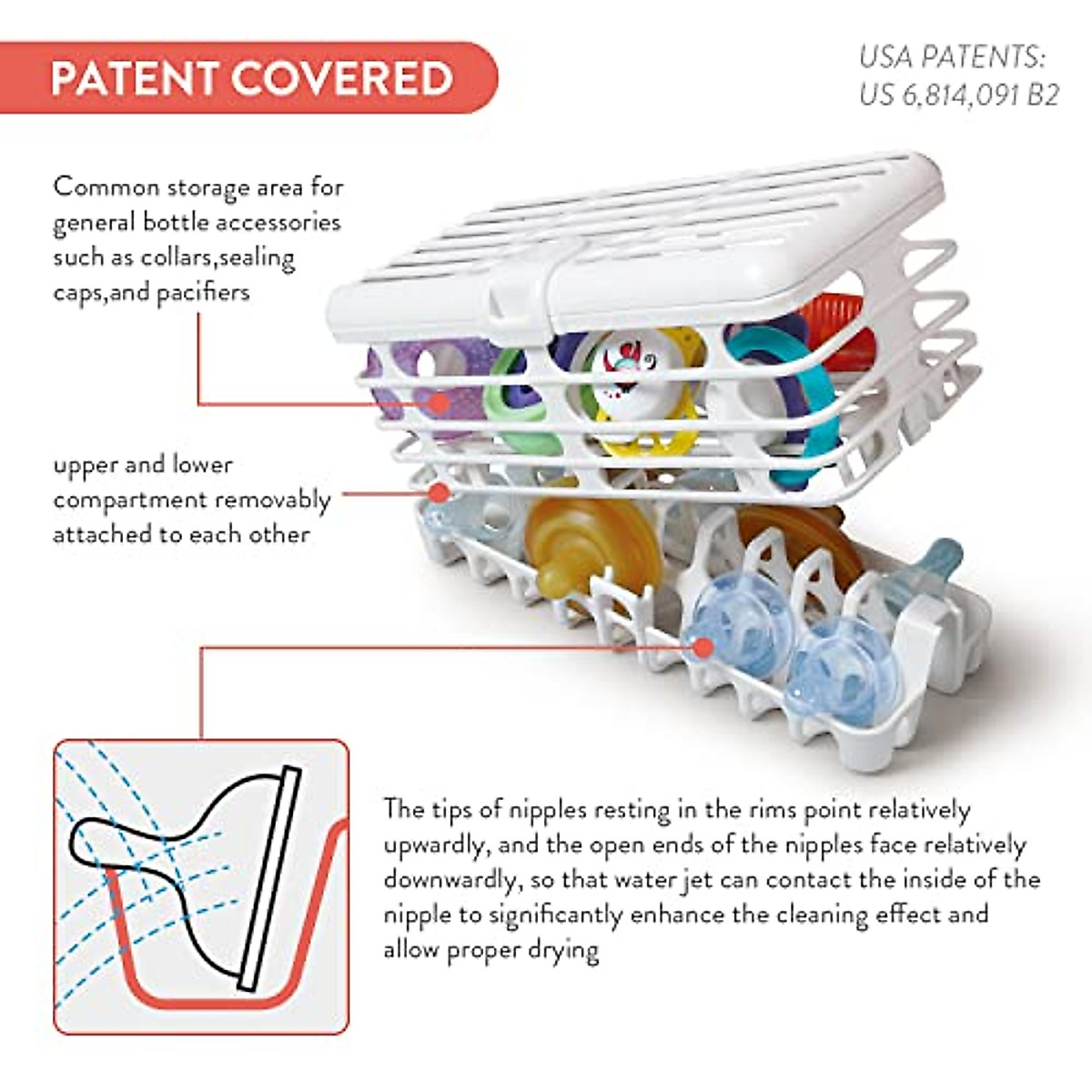 Prince Lionheart Made in USA High Capacity Dishwasher Basket for Infants Bottle Parts and Accessories 100 Percent Recycled Plastic