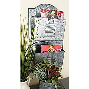 Deco 79 49107 Metal Galvanize Wall Pocket Décor, 15"W/26"H