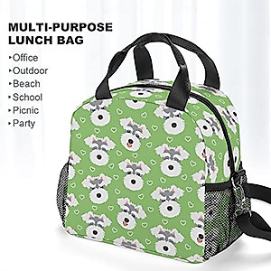 Cute Schnauzer Dog Printed Lunch Box Tote Bag with Handles and Shoulder Strap for Men Women Work Picnic