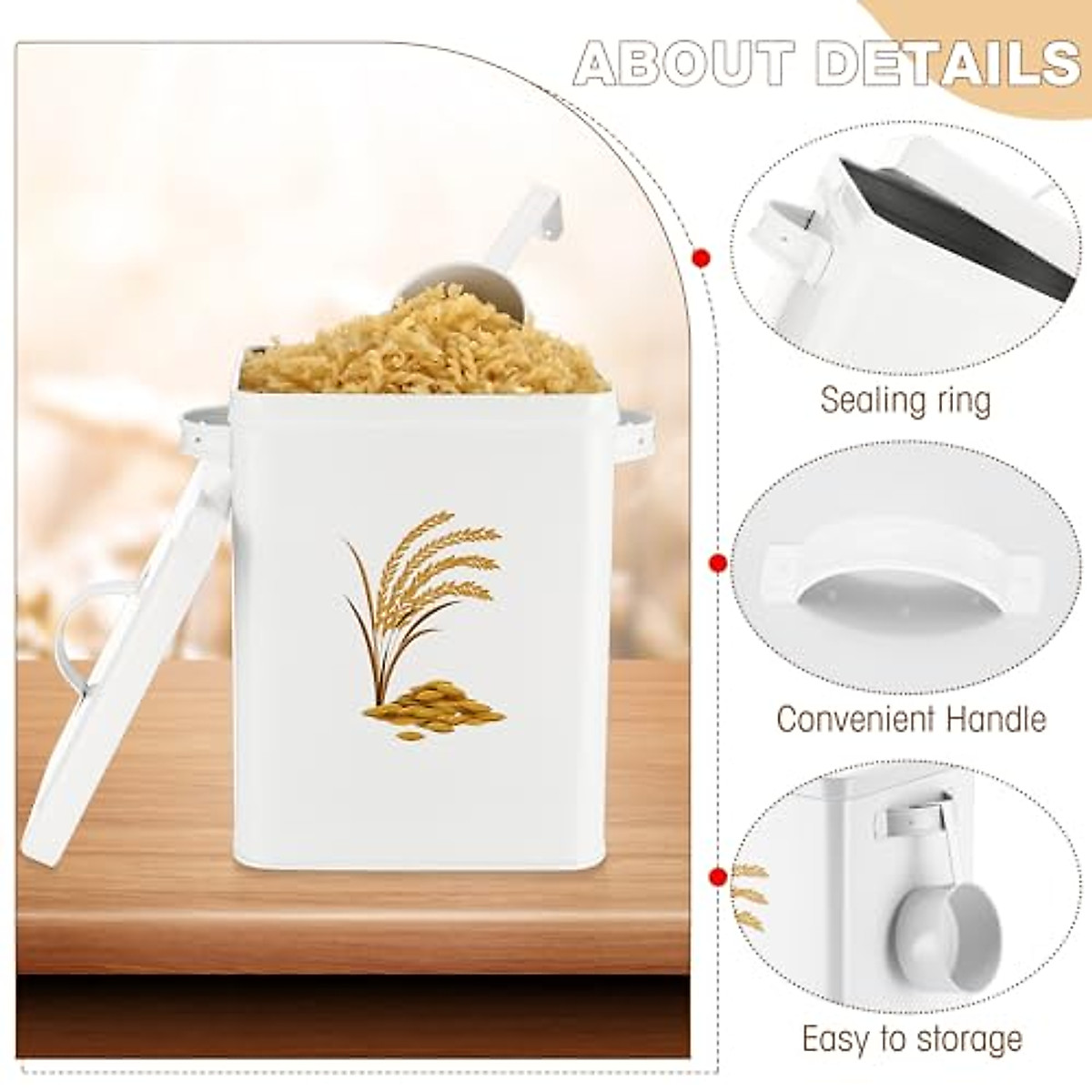 Hushee 2 Sets Metal Rice Storage Container Square Rice Container with Lid for Flour Bean Grain Cereal Pet Food(1.5 Gallon)