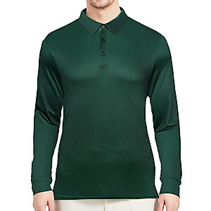 AULEEGAR Mens Long Sleeve Polo Shirts Casual with Collar XL Green