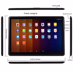 Tablet 10 Inch 2.5D Tempered Glass HD Display Dual SIM Card Slot Tablet ,Android 6.0,Quad Core Processor with Dual Camera /WiFi/Bluetooth/GPS (Black)