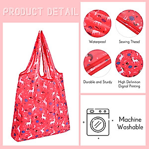 Weewooday 18 Pieces Foldable Reusable Shopping Bags Machine Washable Grocery Bags Waterproof(Cute Style)