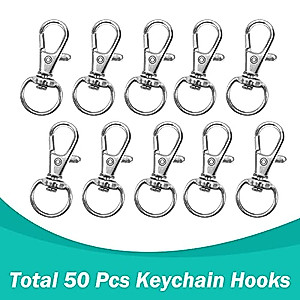 Segauin 100 Pcs Premium Swivel Snap Hooks with Key Rings,Metal Lanyard Keychain Hooks Lobster Clasps for Key Jewelry DIY Crafts 1.25inch/32mm(50 Pcs Lanyard Snap Hooks+50 Pcs Key Rings)