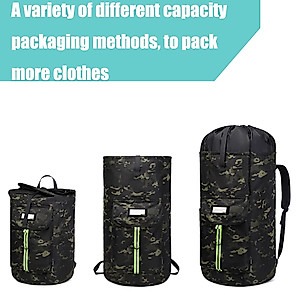 SUOVOCK laundry bag backpack, extra-large heavy duty laundry bags, laundry backpack for college students,Designed with reflective strips and ID Patches（Black CP）