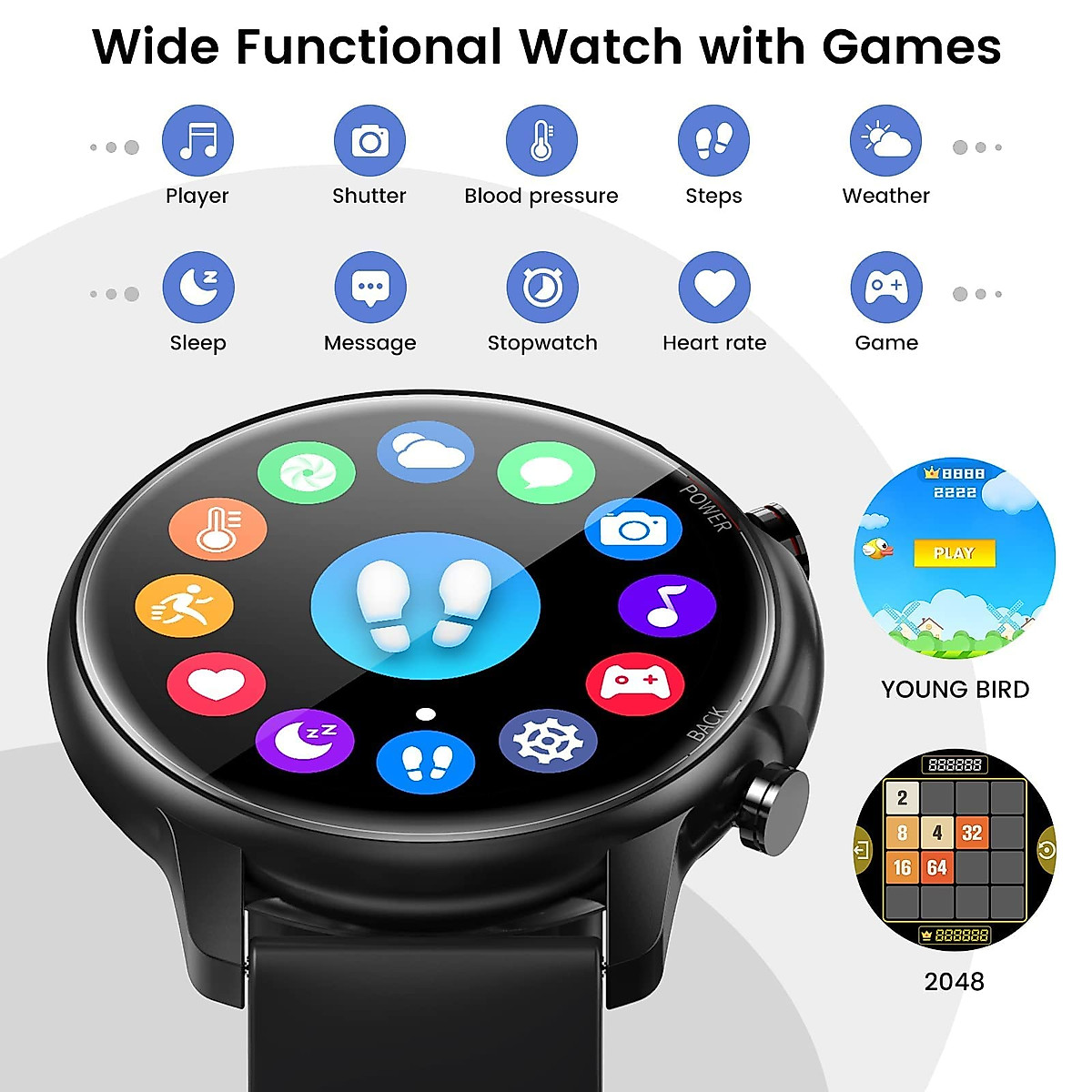 KOSPET Smart Watches for Men Compatible with Android and iPhone Activity Trackers Smartwatches with Full Touch Color Screen Blood Pressure Monitor Magic 4 with 20 Sports Modes 5ATM Waterproof-Black