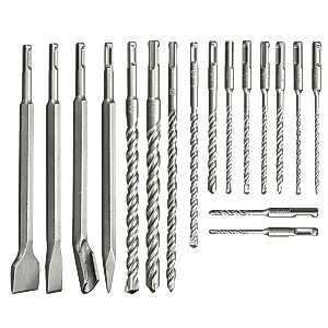 MYOYAY Rotary Hammer Drill Bits Set & Chisels 17Pcs SDS Plus Concrete Masonry Hole Tool with Storage Case Drilling Bricks Concrete Masonry Wall Stone