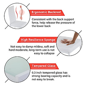 PayLessHere Dining Table Set Glass for Small Spaces Kitchen Table and Chairs for 4 Table with Chairs Home Furniture Rectangular Modern, White Glass