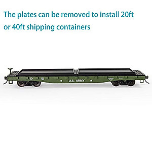 Evemodel C8741U 2pcs HO Scale 1:87 52' Flat Car Flatbed Transporter U.S.Army 52ft Model Train Container Carriage Freight Car
