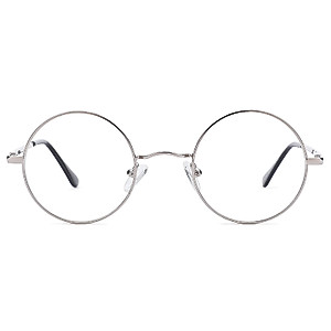 Pro Acme Non Prescription Clear Lens Glasses Retro Small Round Metal Frame (Silver)