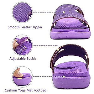 KuaiLu Womens Fashion Orthotic Slides Ladies Lightweight Athletic Yoga Mat Sandals Slip On Thick Cushion Slippers Sandals With Comfortable Plantar Fasciitis Arch Support (9, Purple, numeric_9)