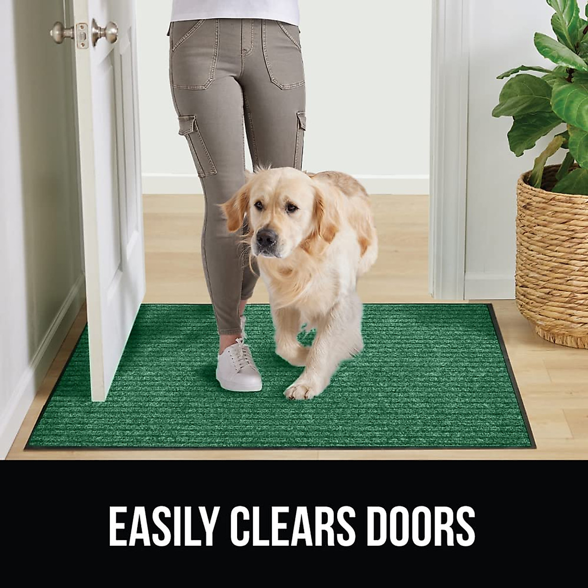 Gorilla Grip Traffic Guard Door Mat, 2 Pack, Heavy Duty Waterproof Doormat, Commercial Office Space Welcome Mats, Stain and Fade Resistant, Low Profile, Strong Rubber Backing, 29x17, Green