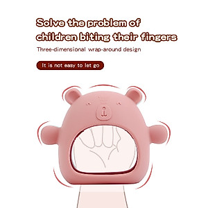 Baby Teething Toys, Foxin Bear Never Drop Silicone Teething Toys for Babies 6-12 Months,Infant Wrist Hand Baby Teether Pacifiers, Baby Chew Toys for Babies Over 3 Months Sucking Needs (Pink)