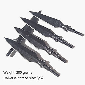 AMEYXGS 200 Grain Broadheads Traditional Hunting Arrowhead Archery Metal Arrow Tips Screw-in Arrow Heads with Box for Compound Bow Recurve
