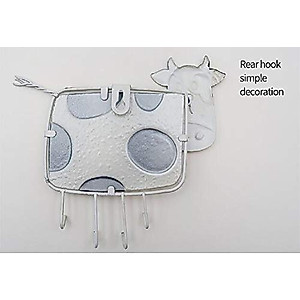 Beruyu Metal Coat Hook with 4 Hooks, Cute Cow Piggy Key Holder, Wall Decoration Hook Wall Hanging for Coats, Keys, Towels (Cow)