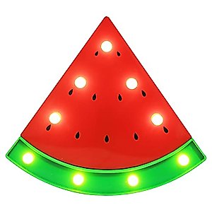 LED Marquee Signs Watermelon Night Lights, Battery Operated Watermelon Shaped Desk Table Lamp for Christmas Kids, Baby, Child, Girl Gift, Nursery Room, Wall Decor- Red Watermelon